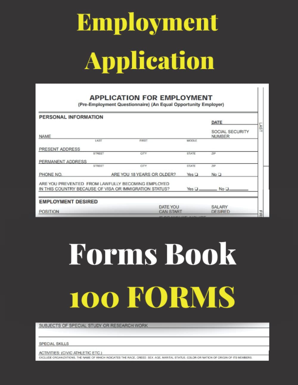 Employment Application Forms Book 100 forms: Employment Application ...