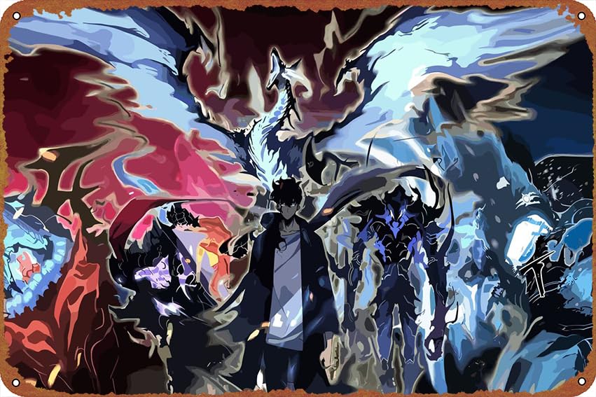 Amazon.com : Solo Leveling Posters Tin Sign Cafe bar Home Wall Art ...