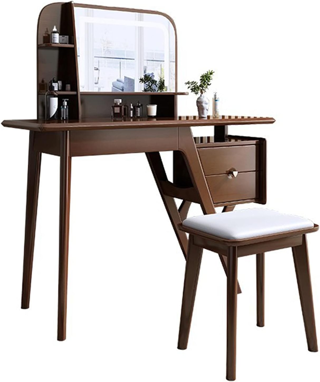 Amazon.com: Dressing Table Set - Makeup Desk with LED Lights Mirror 1 ...