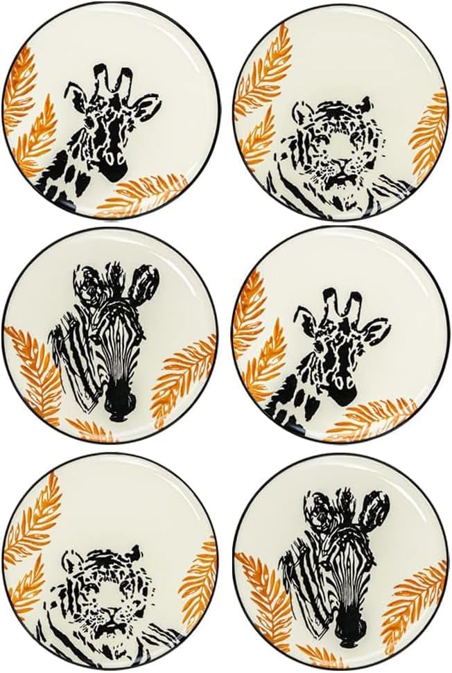 PHRYGIA Porcelain Plate Set, Set of 6, 8.3 Inch, Lightweight Ceramic ...