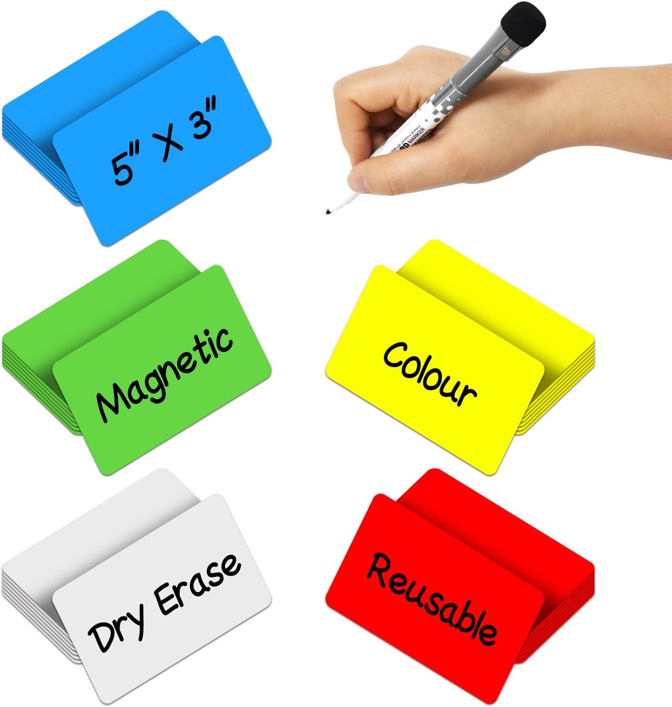 Amazon.com : MVISUAL Dry Erase Magnetic Labels 5x3 Inch, 40 Pack ...