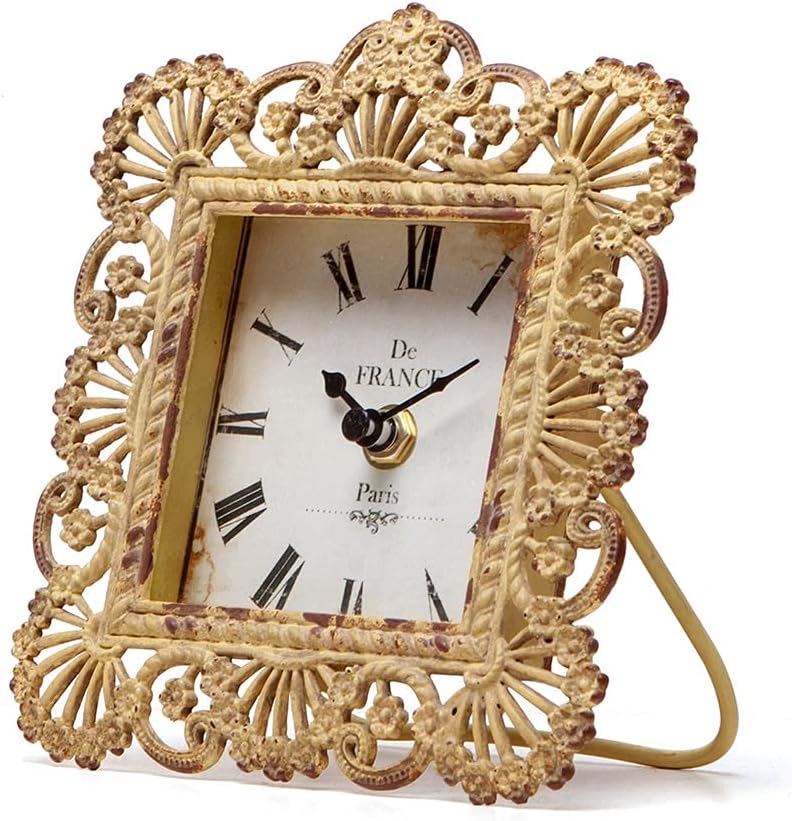 Amazon.com: NIKKY HOME Vintage Gold Table Clock, Silent Non-Ticking ...