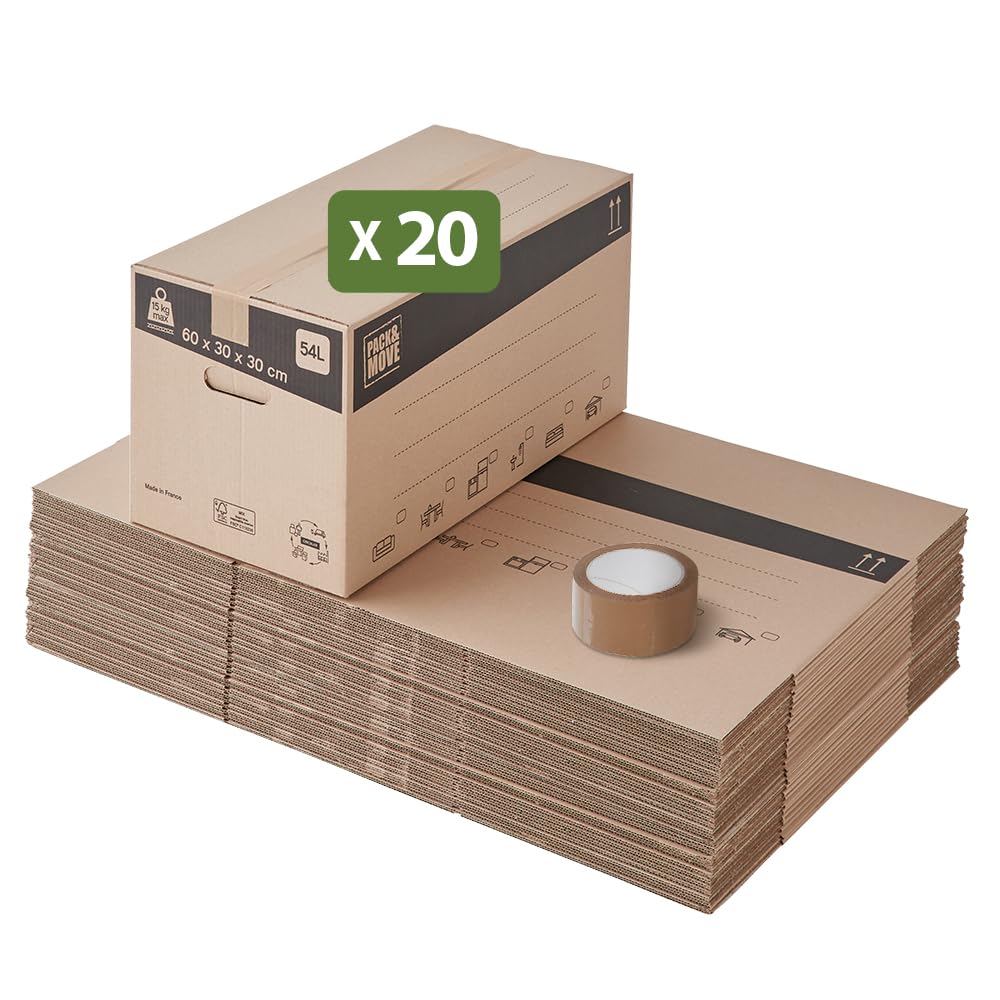 Pack and Move - Lot 20 cartons déménagement stockage standard - 60 x 30 ...