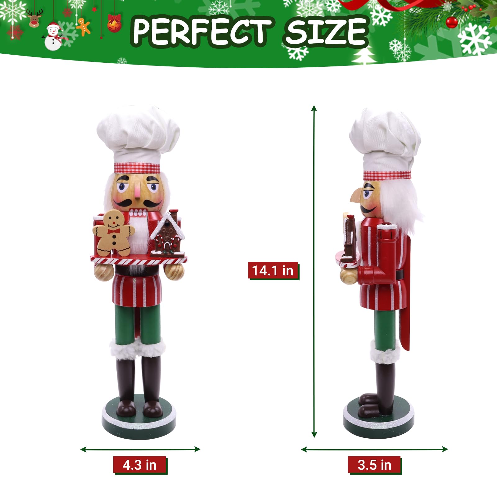 Snapklik.com : 14" Wooden Chefs Nutcracker, Holiday Christmas Decorations, Handmade Chef Themed ...