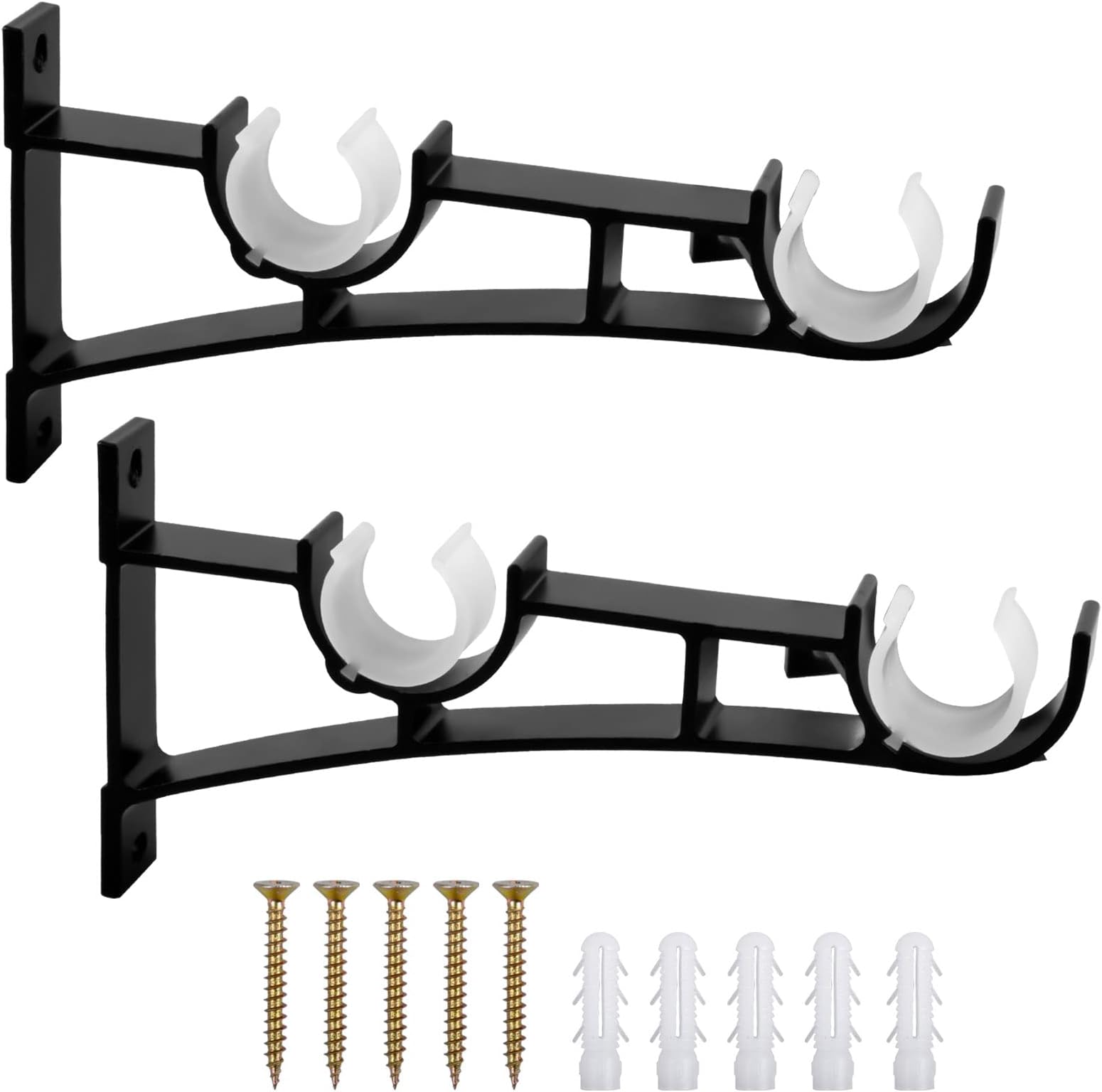 3pcs Supports de Tringle à Rideaux Double, Robustes Mural Support de ...