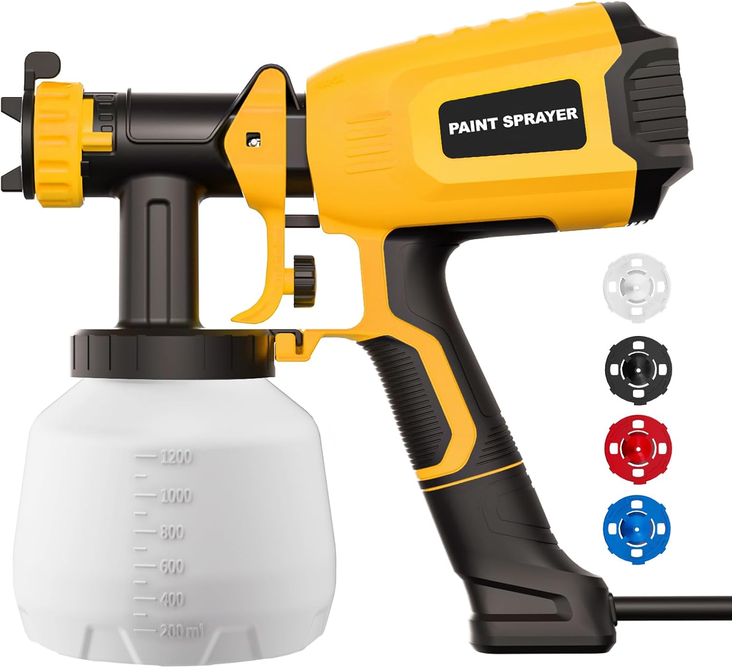 Paint Sprayer, 700W HVLP Electric Spray Paint Gun, 1200ML Container/4 ...