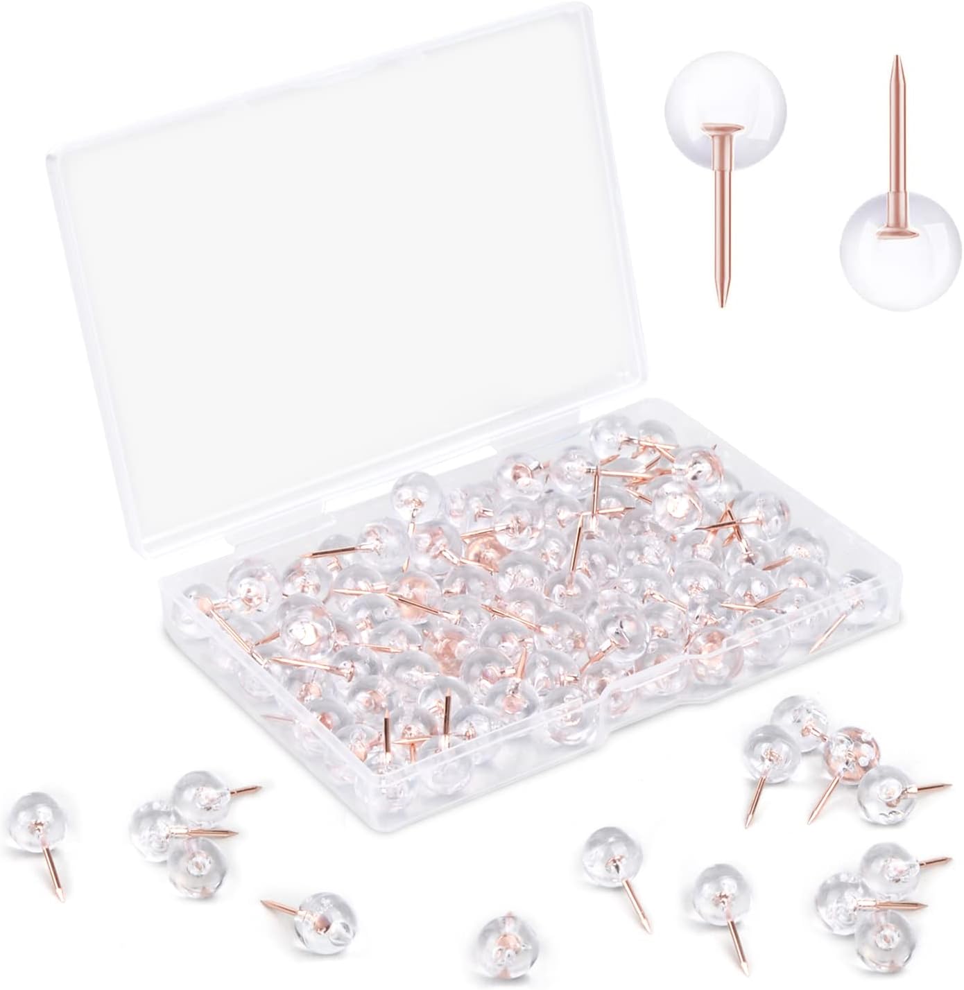 Amazon.com: Clear Round Push Pins for Wall Hangings, SAREAL 100 Pcs ...