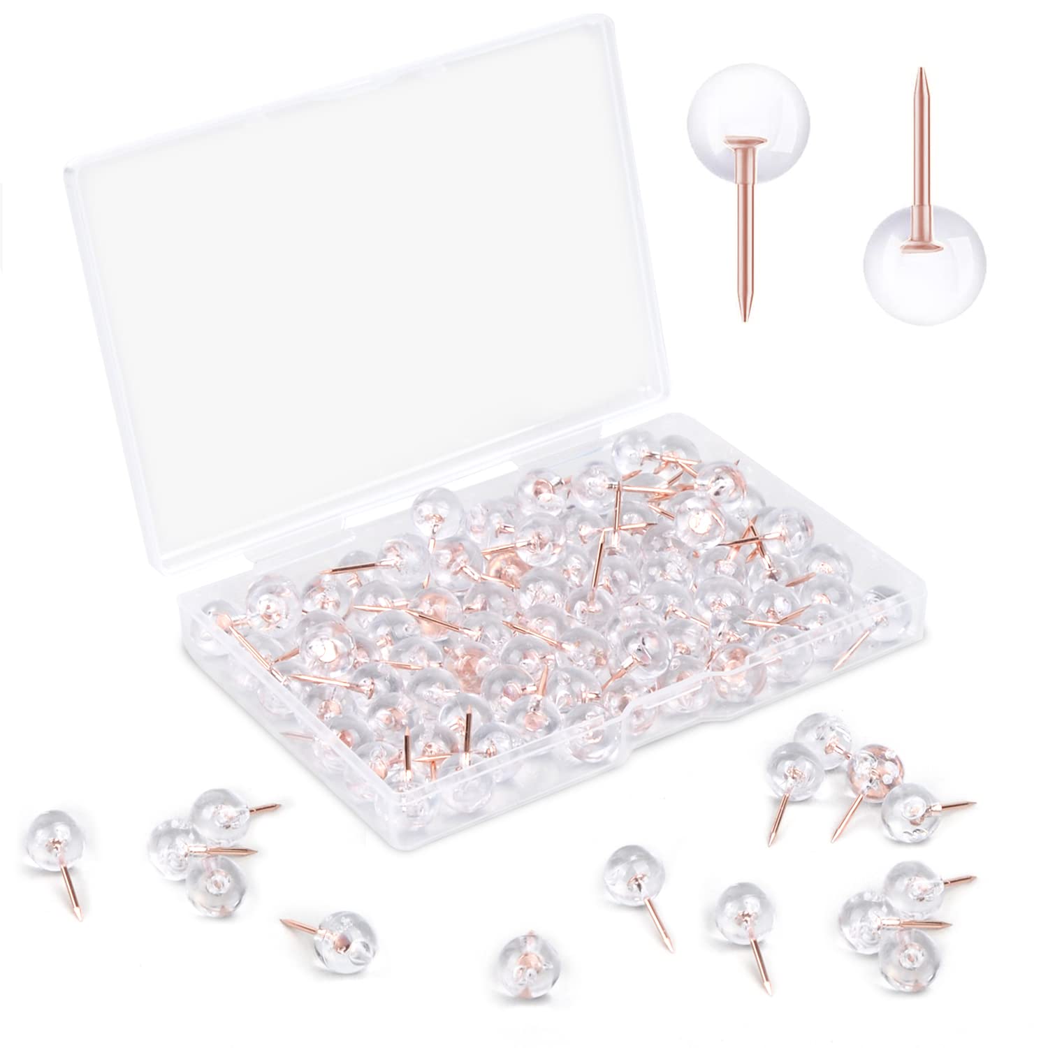 Amazon.com: Clear Round Push Pins for Wall Hangings, SAREAL 100 Pcs ...
