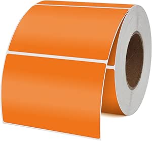 YIKIADA Rectangular Orange Color Coding Label 2 X 3 Inch Self Adhesive Vinyl Waterproof Writable ...