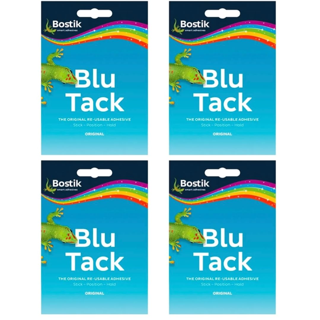 4 x Blu Tack, Multipurpose Reusable Adhesive, Clean, Safe & Easy to Use ...