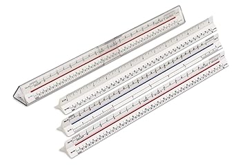 Verulam 12" Triangular Imperial Scale Ruler - Side 1: 3/3", 3/16" = 1ft ...