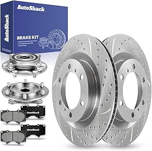 AutoShack Front Drilled & Slotted Brake Rotors Premium Ceramic Brake ...
