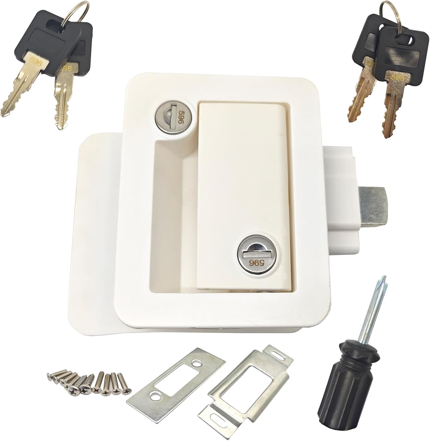 Amazon.com: White RV Entry Door Lock Latch Handle Replacement for ...