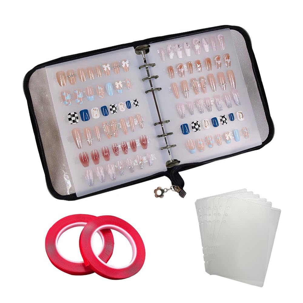 Amazon.com: A5 Zipper Press On Nail Organizer - Empty Nail Storage Box ...