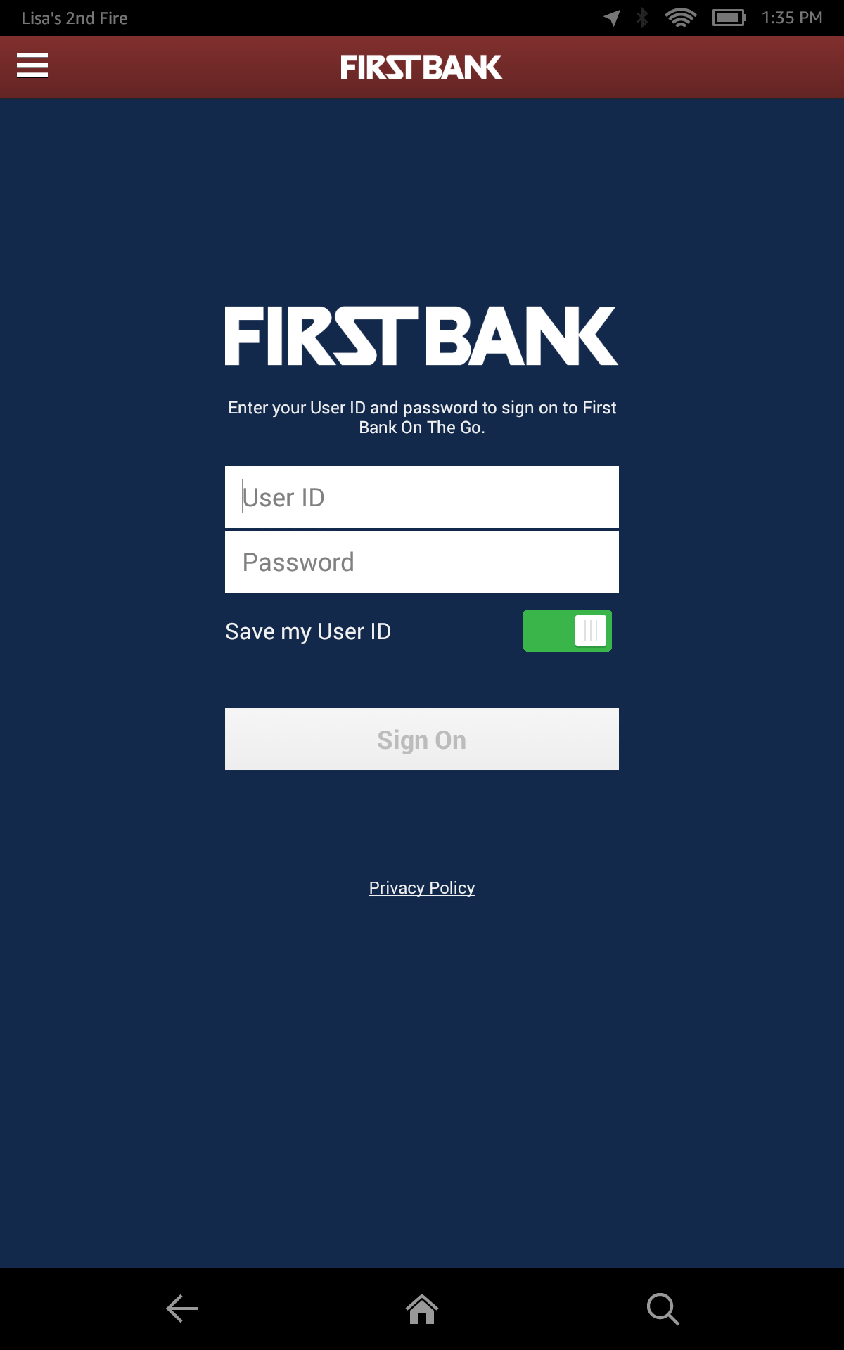 First Bank On The Go - App on Amazon Appstore