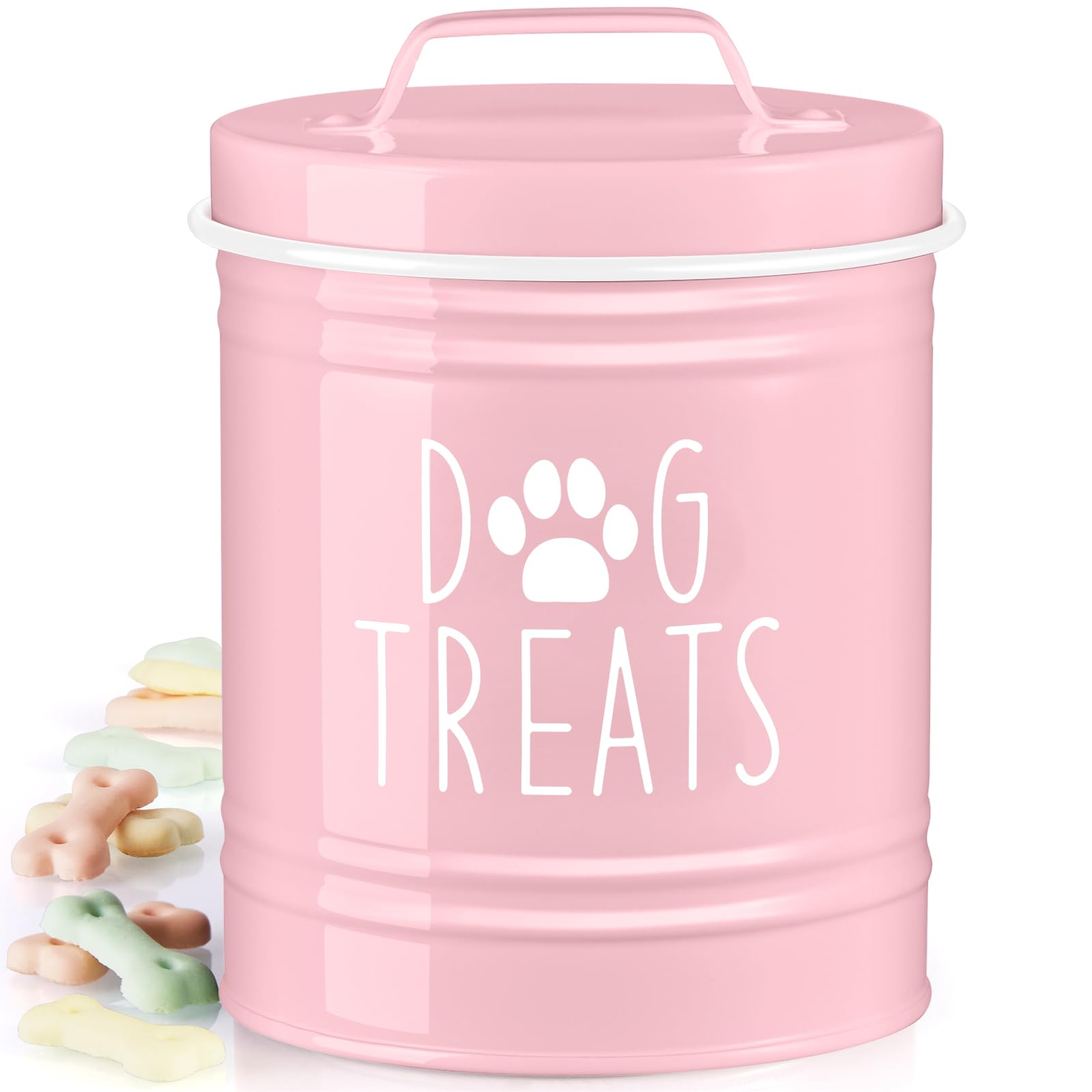 Amazon.com: OUTNILI Pink Small Dog Treat Container Airtight - 6" Tall X ...