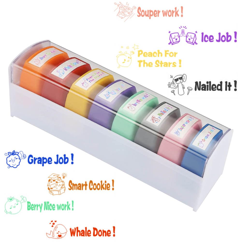 Amazon.com : Self-Inking Teacher Stamp Set, Motivation School Grading ...