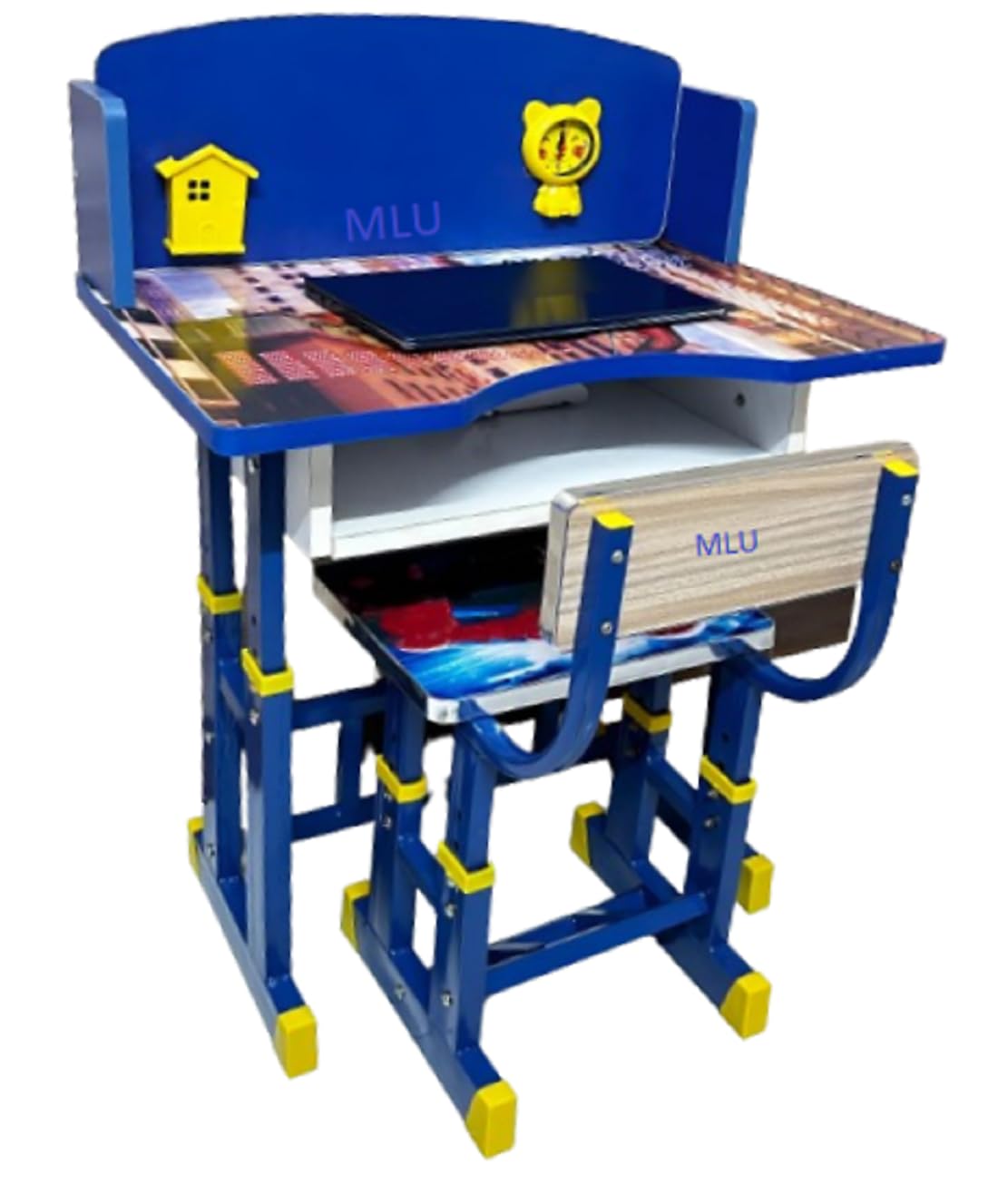 Mlu Kids Study Table And Chair Set, Height Adjustable (Blue, Indian ...