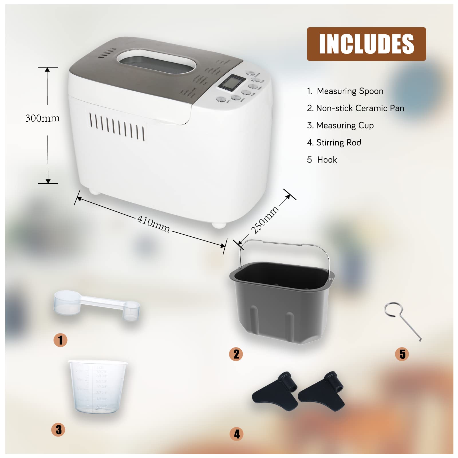 Davivy Bread Maker Machine 3LB with 2 Dough Kneading Paddle Dough Maker ...