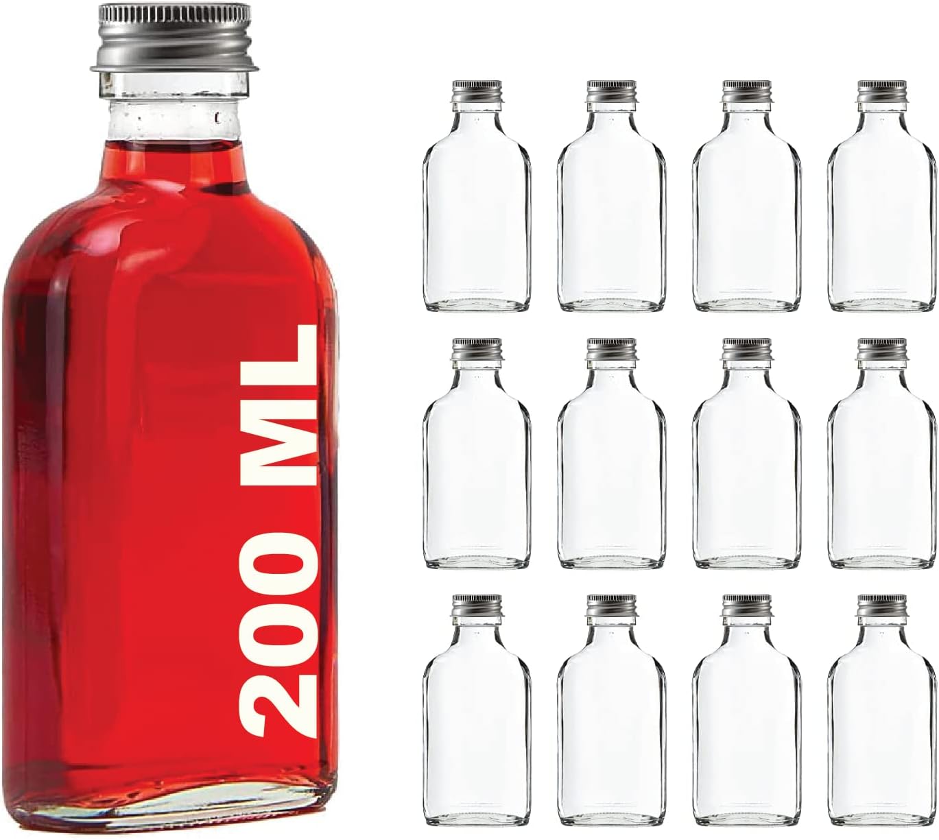 Glass Flask Bottles 200ml - Pack of 10 | Bottles for Sloe Gin, Vodka ...