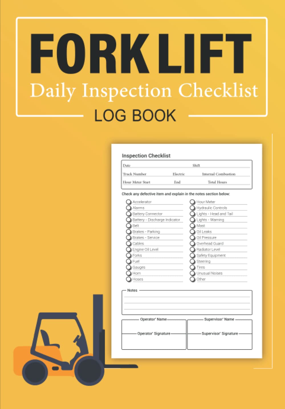 Forklift Daily Inspection Checklist Log Book: forklift operator daily ...