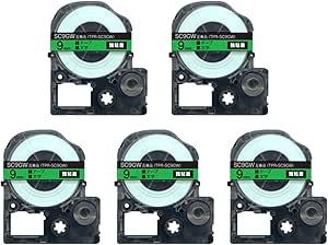 Amazon | キングジム用 テプラ PRO 互換 テープカートリッジ SC9GW 9mm 強粘着 5個セット 緑テープ 黒文字 | テープ | 文房具・オフィス用品