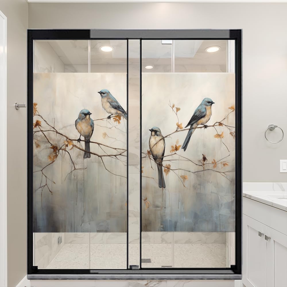 Amazon.com: Dunmat Blue Birds Window Film Sun Blocking Branches Rural ...