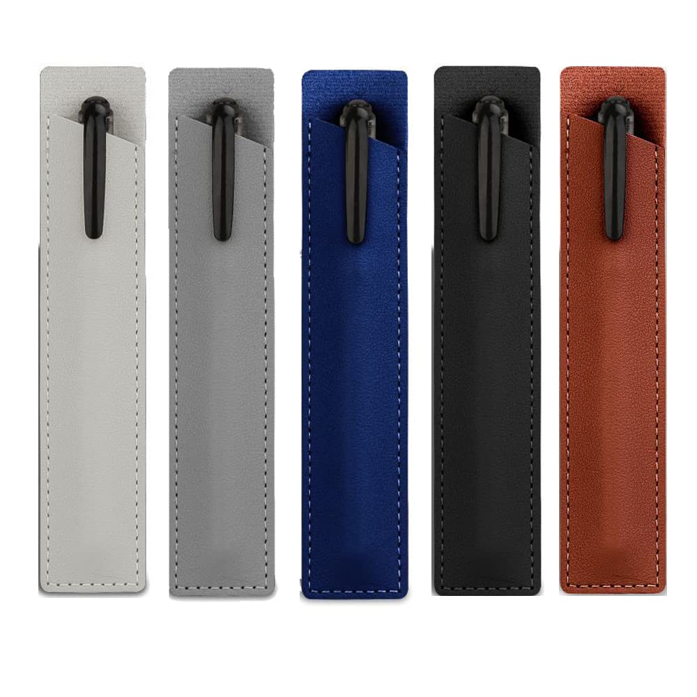 Amazon.com: Wumuzai 5 Pack PU Leather Pen Sleeve Single, Small Fountain ...