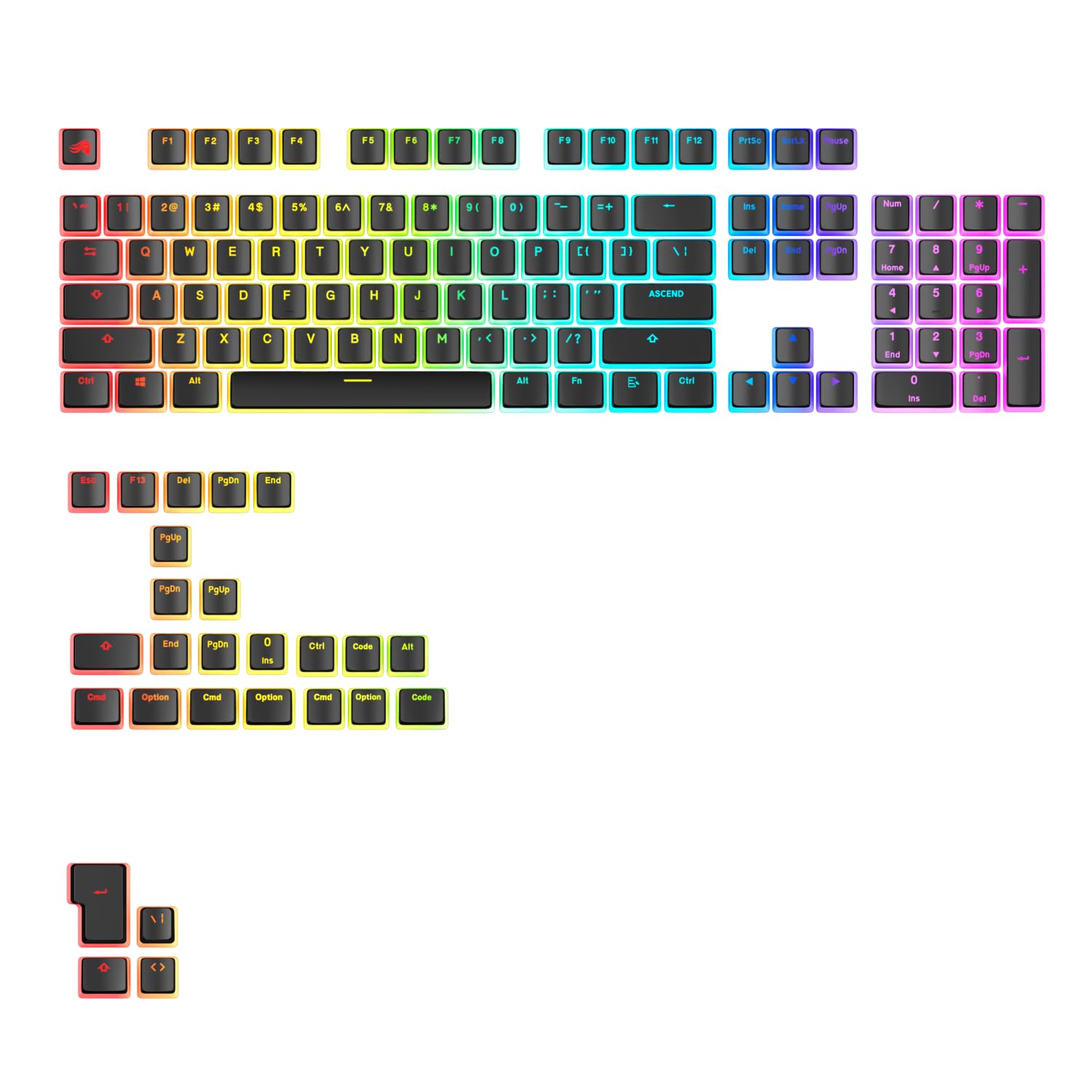 Amazon.com: Glorious Gaming - GPBT Aura RGB Keycaps (Black): Pudding ...