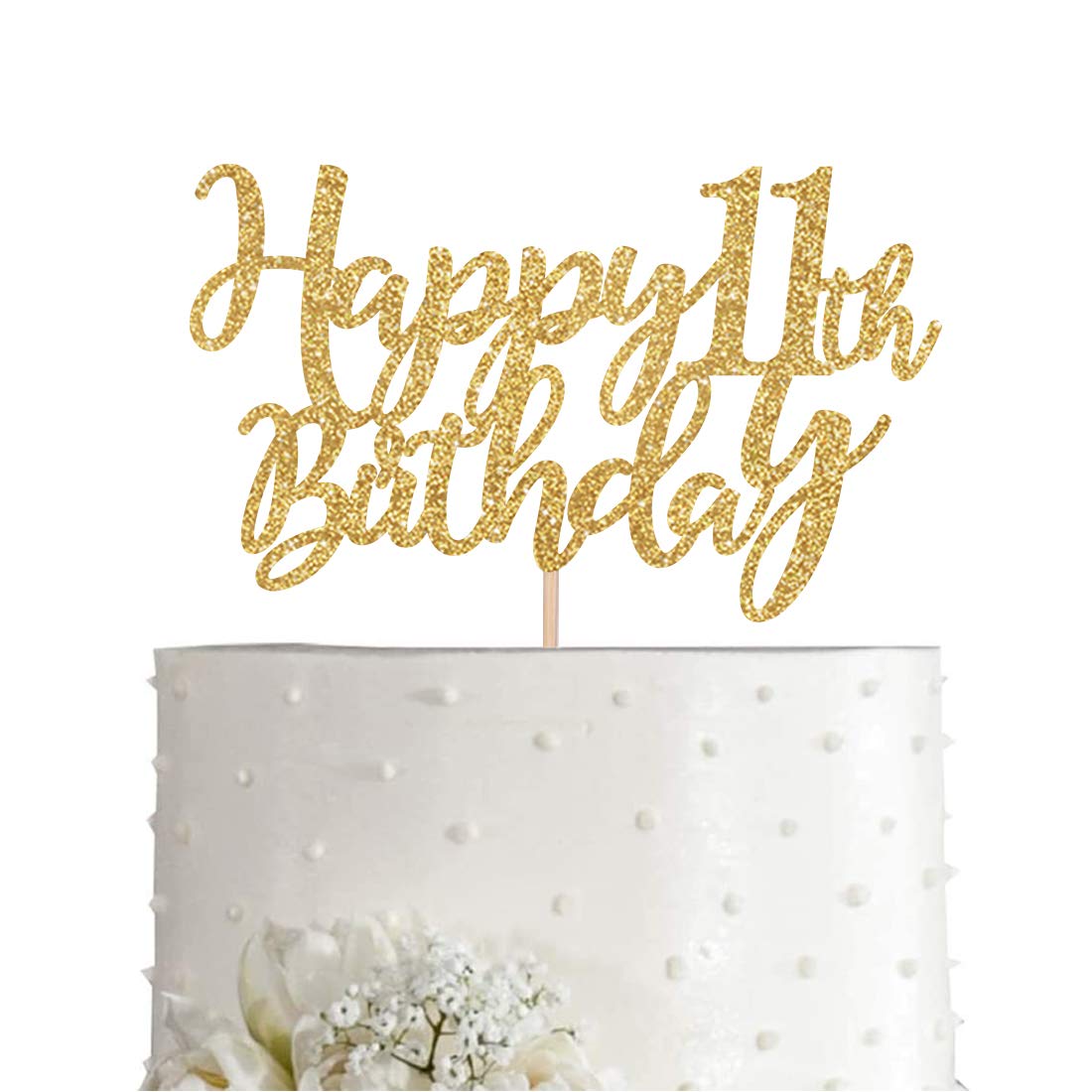 Gold Glitter Happy 11 Th Birthday Cake Topper Gold 11 | Desertcart Sri ...