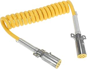 Amazon.com: HEROFFIX 7 Way Coiled Electrical Power Trailer Cord Wire ...