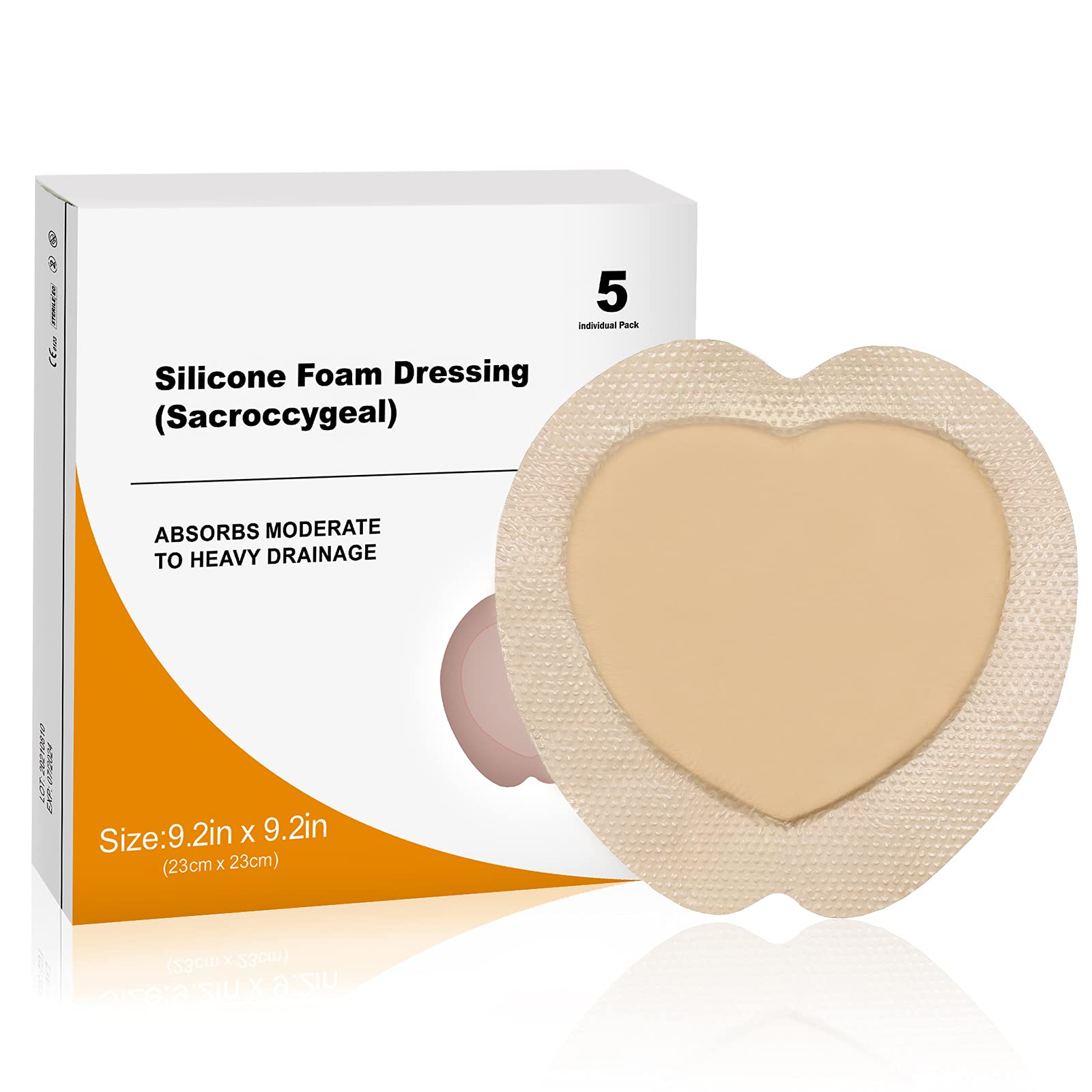 Buy Carbou Sacrum Foam Dressing Silicone Adhesive Border, 9''x9 ...