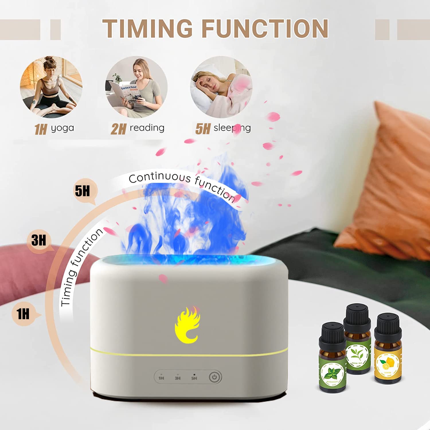 Humidifiers Essential Oil Diffuser fire with Flame Night Light ...