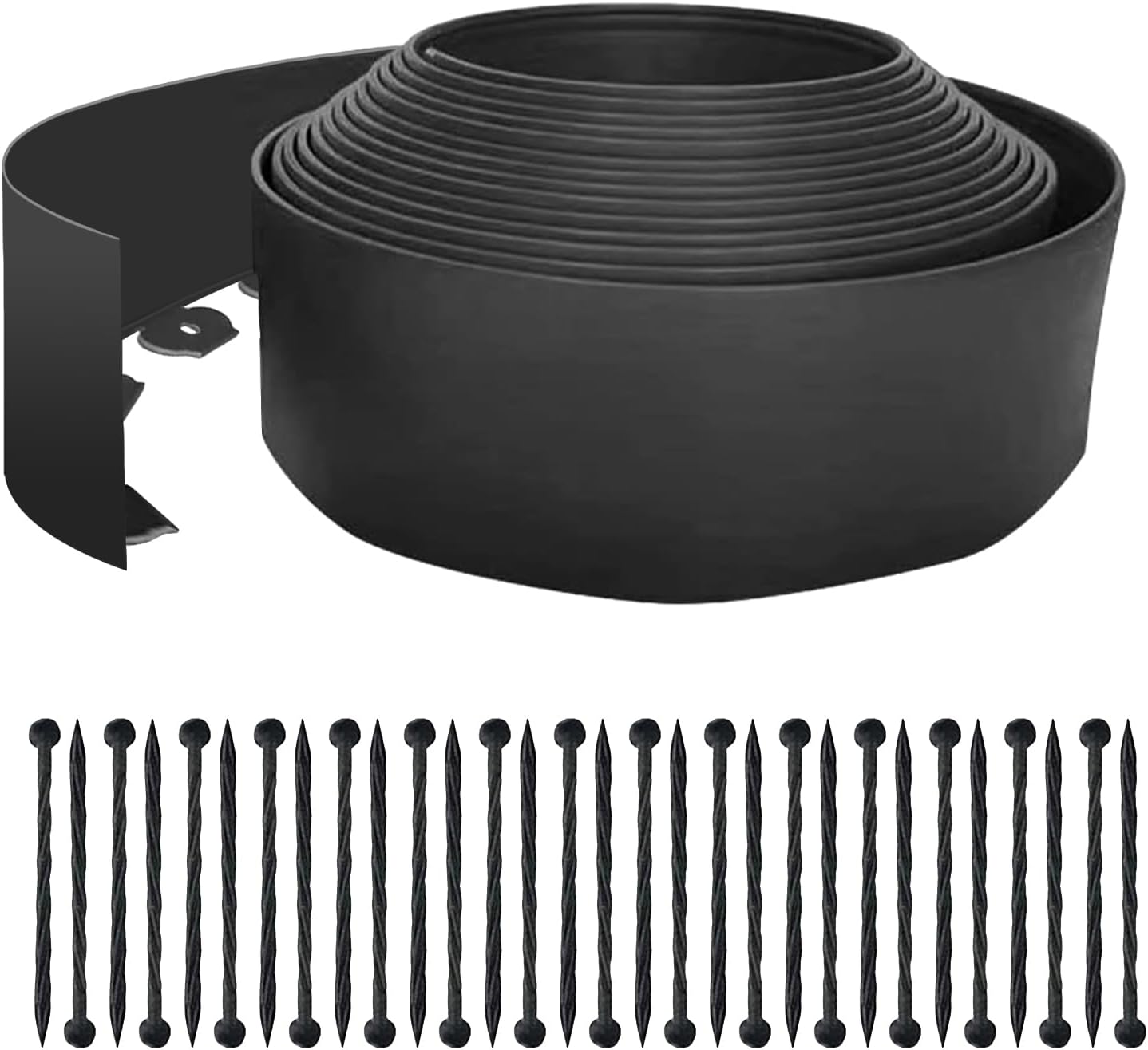 Amazon.com : Lasnten 40 ft Landscape Edging Coil Kit 4 Inch Tall Black ...