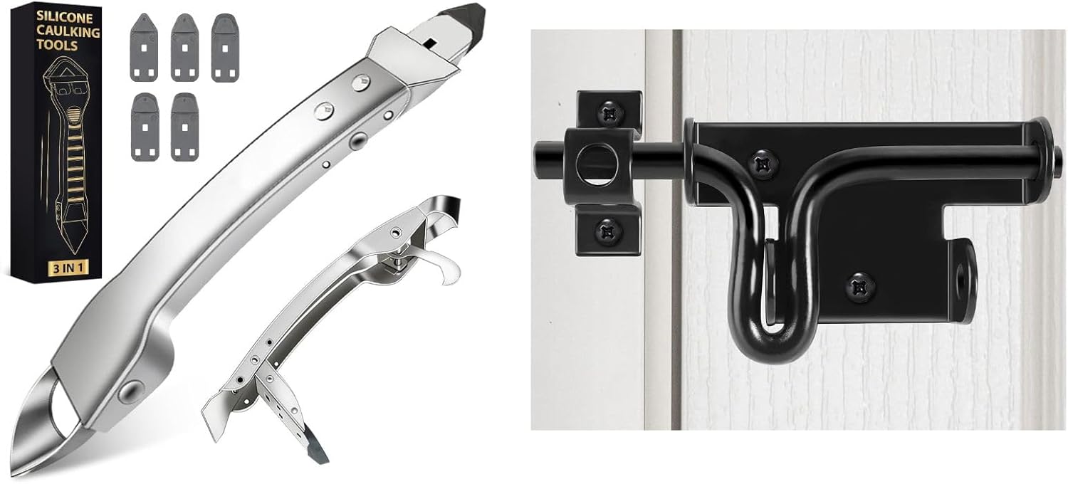 4 in 1 Stainless Steel Caulking Tool+Slide Bolt Gate Latch - Amazon.com