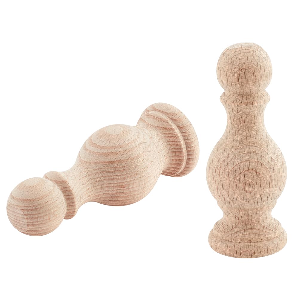 Amazon.com: BENECREAT 2Pcs Unfinished Wood Finials 4.7x1.9 Inch Craft ...