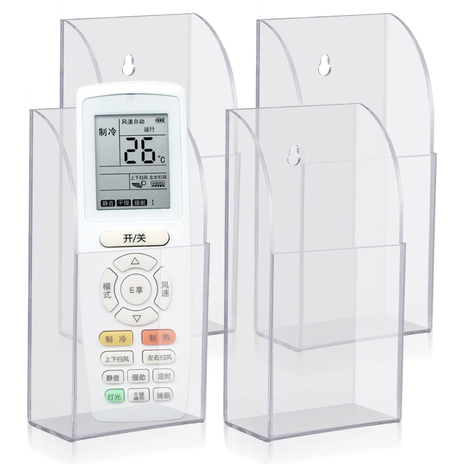 Amazon.com: 4 Pieces Acrylic Remote Control Holder Clear Wall Mount ...