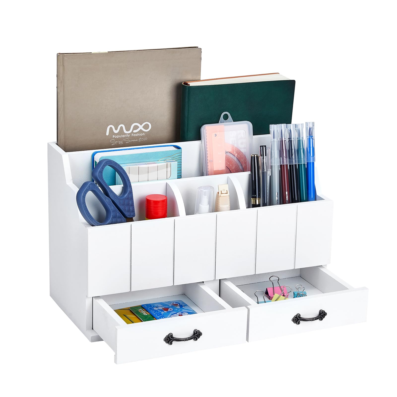 Countertop mail organizer White Wood Desk Organizer Storage with Drawer ...