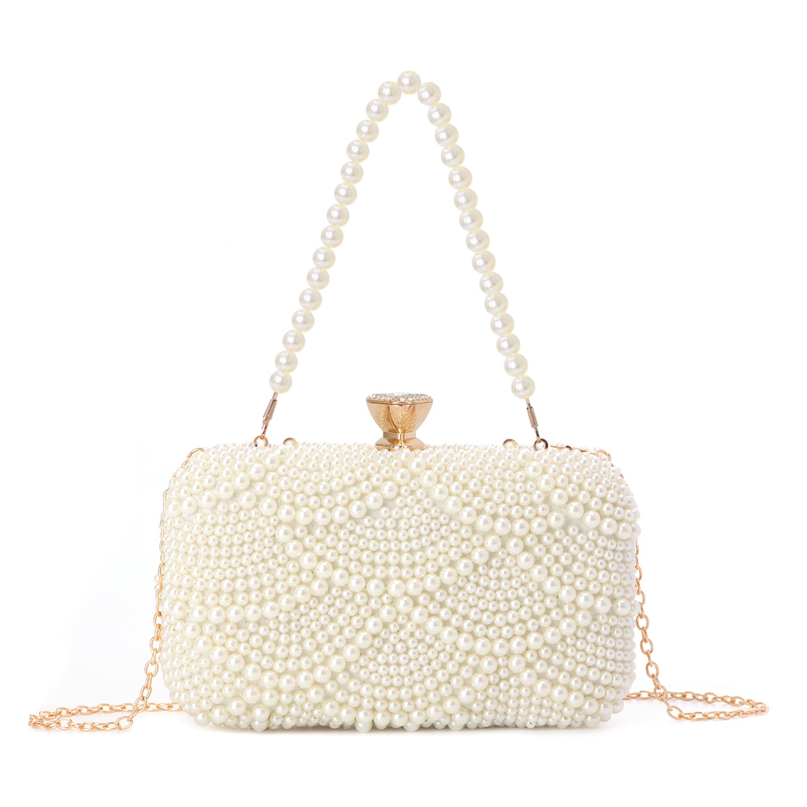 Lanpet Women Pearl Clutch Purse Noble Crystal Beaded Evening Bag for ...