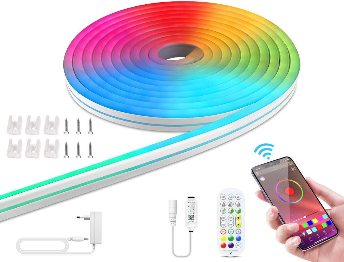 RGB Néon Ruban Led Lumineuse,Bluetooth Bande Led Avec Télécommande ...