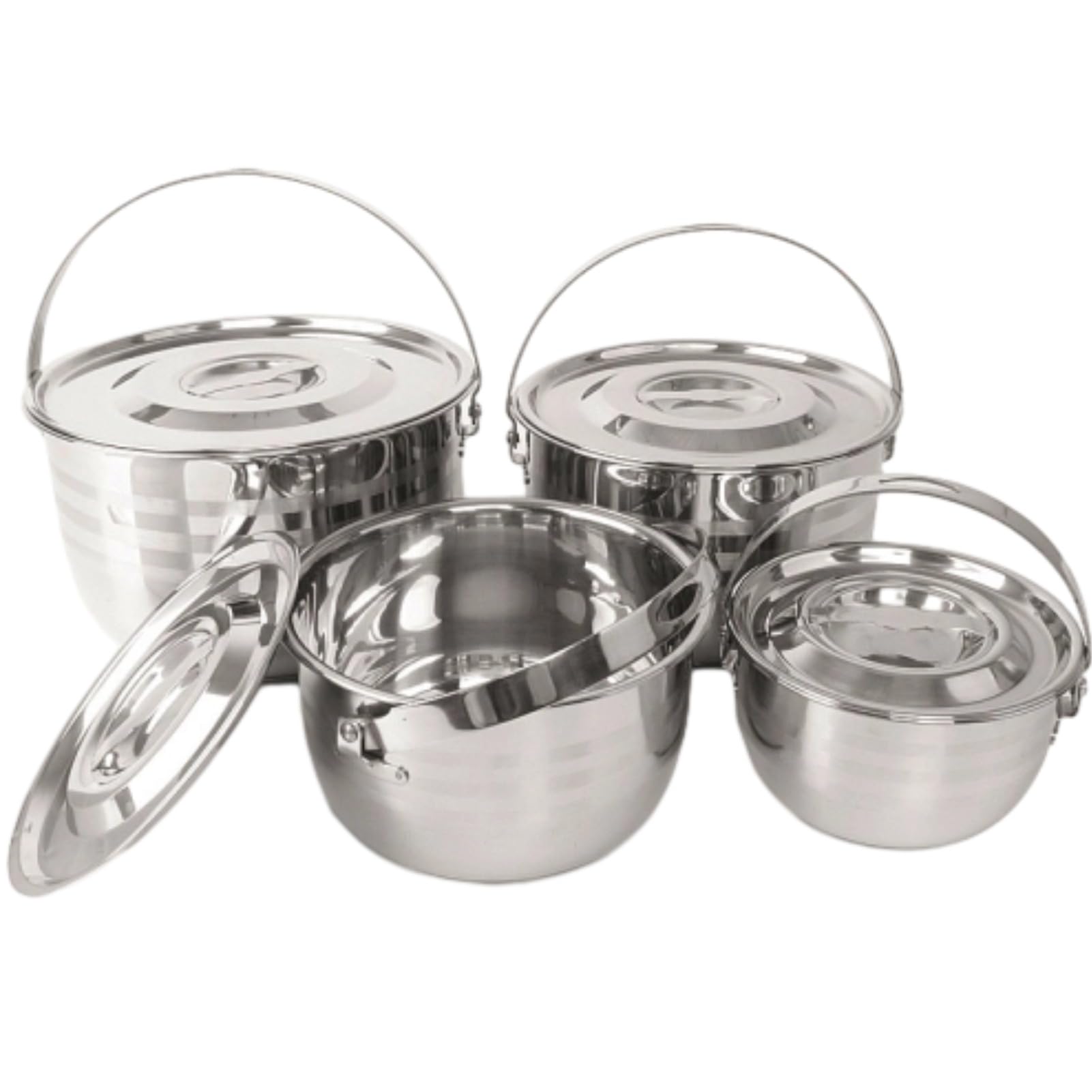 Snapklik.com : Camping Cookware Set 4 Pack, Stainless Steel Campfire ...