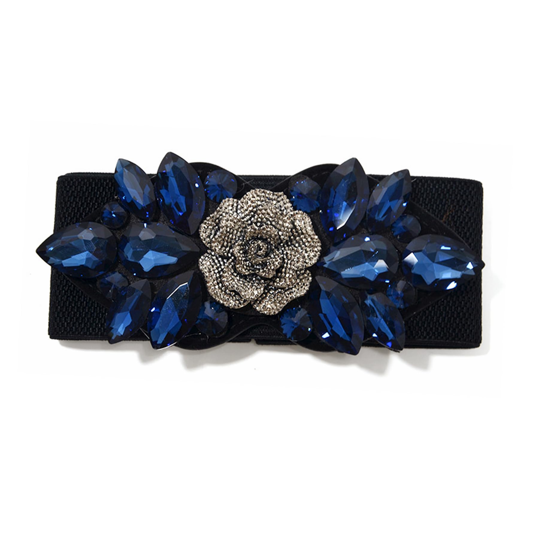 HUSSATOP Women Rhinestone Stretch Belt Wide Dressy Belt Vintage Crystal ...