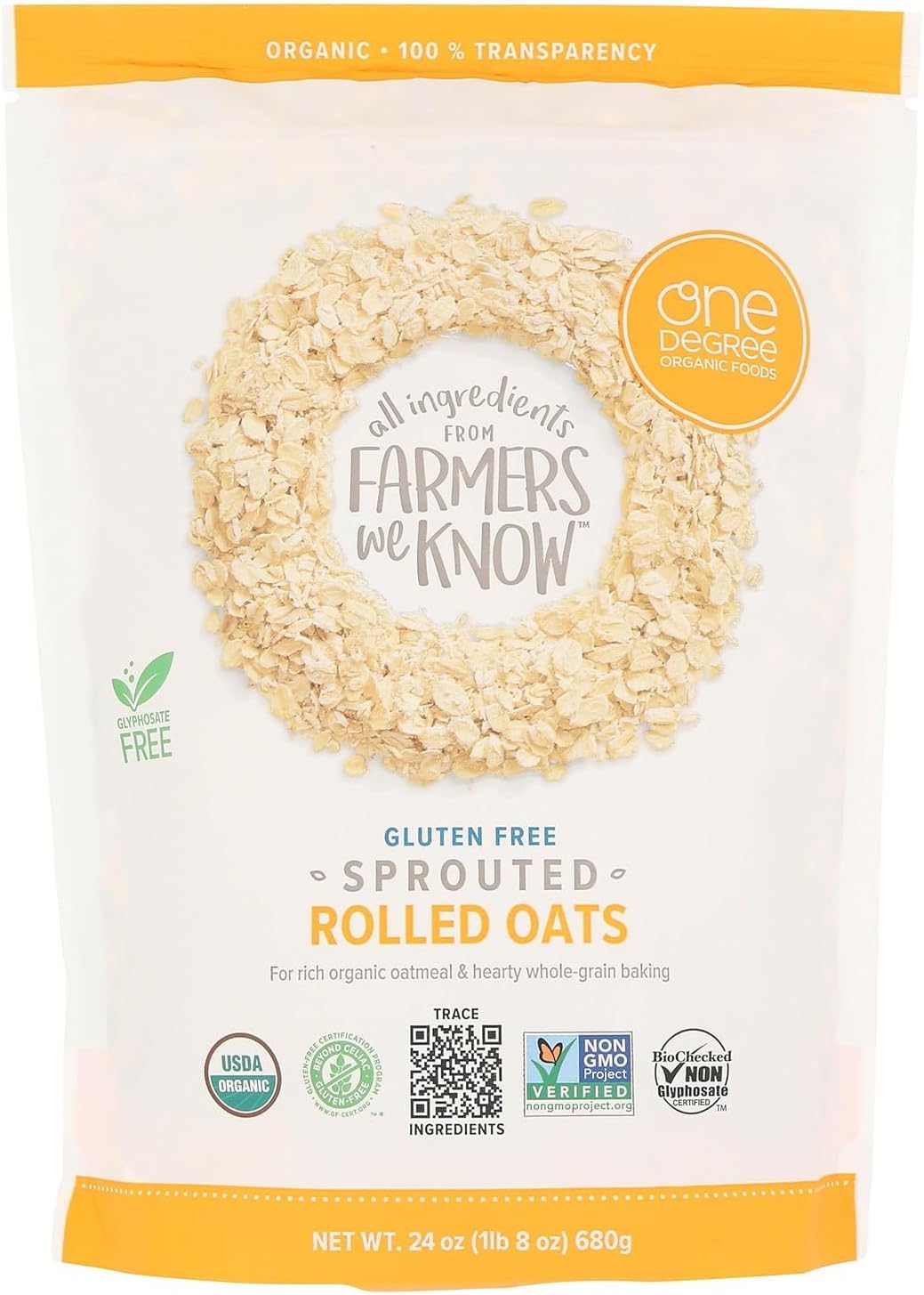 Amazon.com: ONE DEGREE ORGANIC FOODS Organic Sprouted Rolled Oats, 45 ...