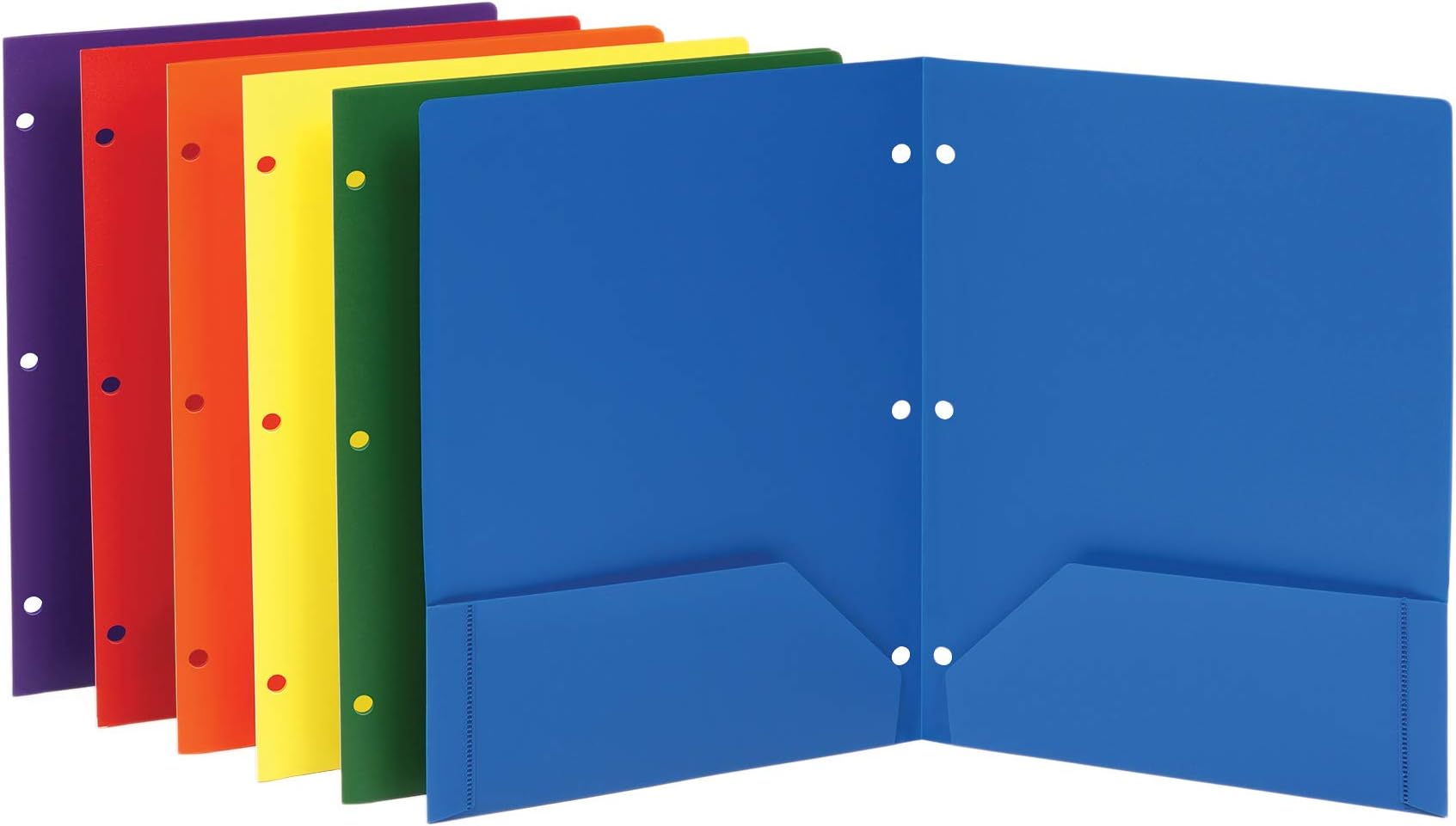 Amazon.com : JAM PAPER Heavy Duty Plastic 3 Hole Punch Pocket Folders ...