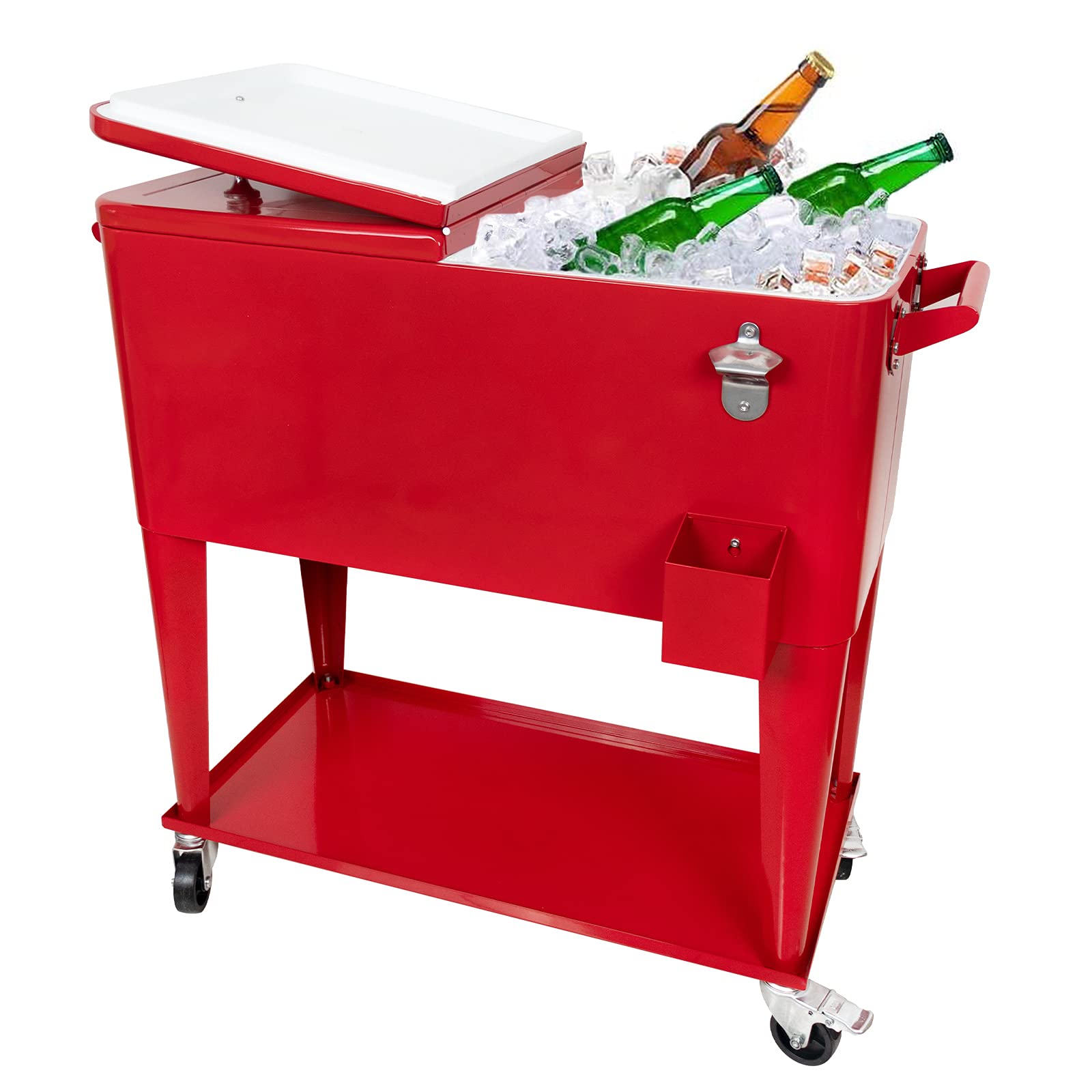 Nattork 80 Quart Rolling Cooler Cartfor Outdoor Patio Deck Party ...