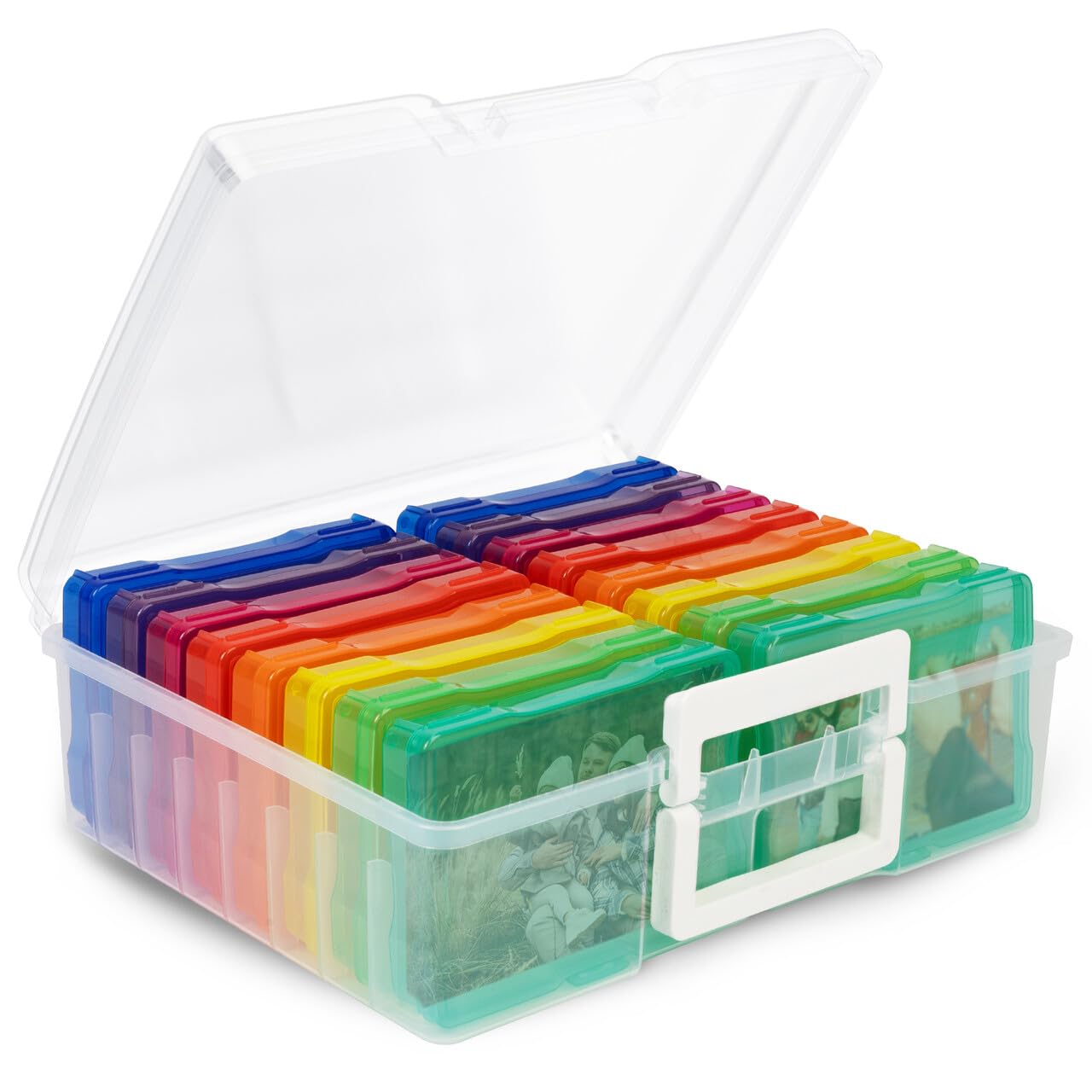 HEFTMAN 4 x 6 Rainbow Photo Boxes - Transparent Photo Storage Box with ...