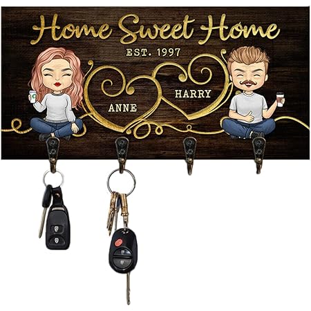 Amazon.com: Personalized Key Hook for Wall - Cuztomized Wooden Key ...