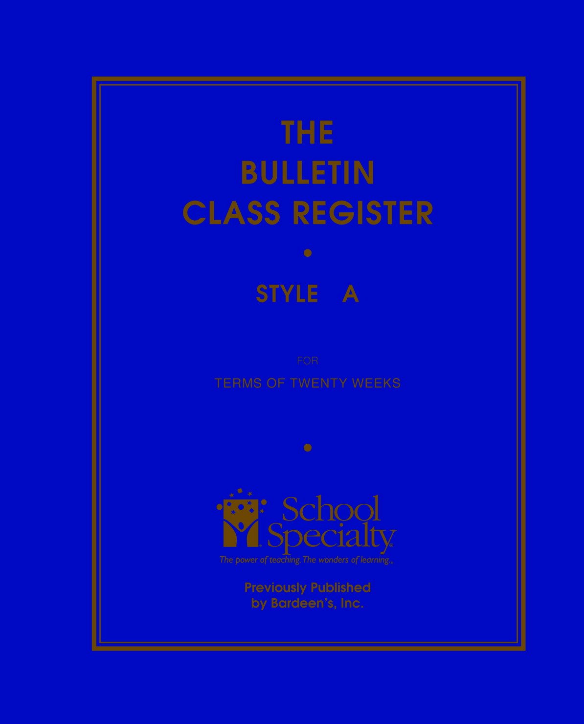 Amazon.com: Bardeen 11A Bulletin Class Register Book, 20 Weeks, 6-3/8 x ...