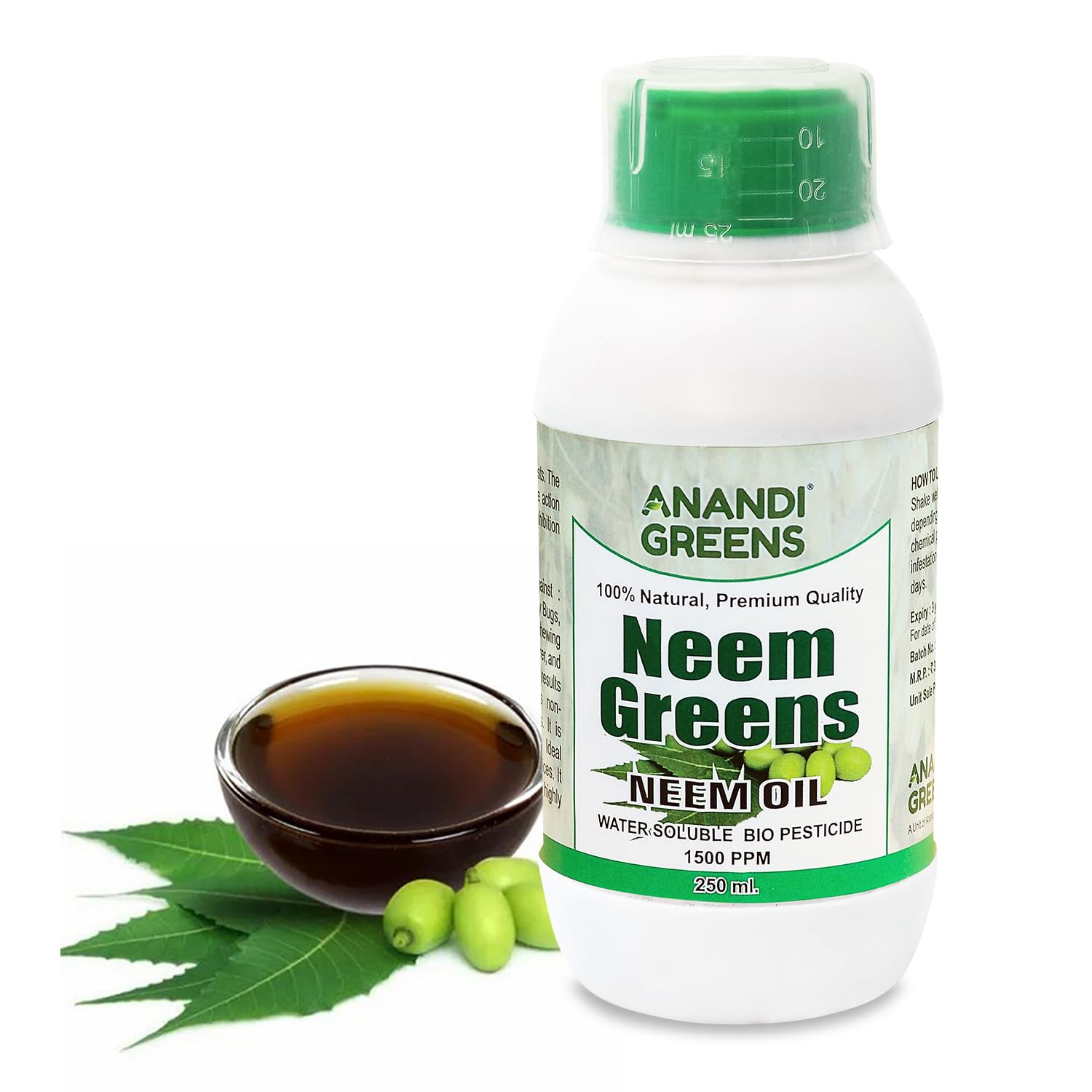 Anandi greens 100% Organic Natural Neem Oil 1500 Ppm for Pest Fungicide ...