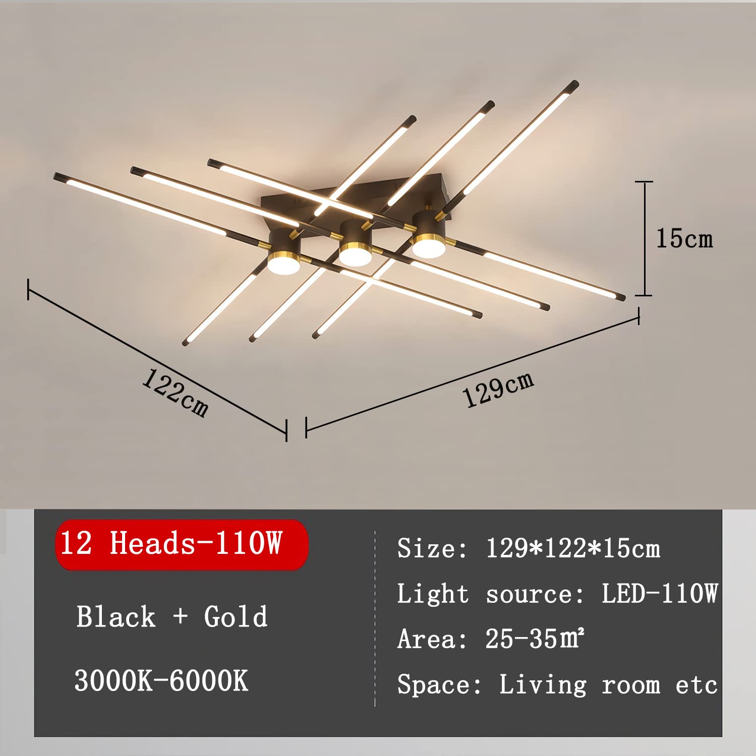 Ceiling Light Dimension Louy 52 Inch Modern Ceiling Fan With LED Light